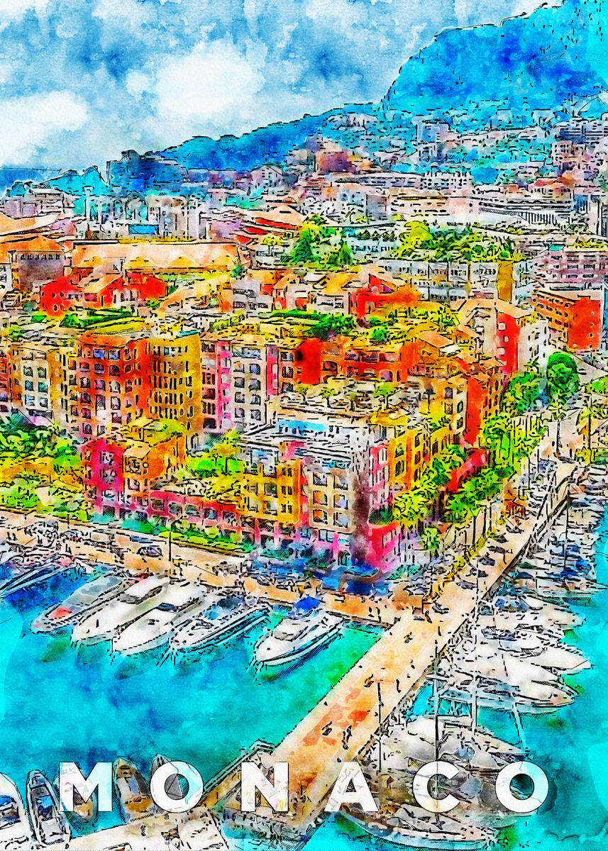 'Monaco' Poster, picture, metal print, paint by Kunyah | Displate