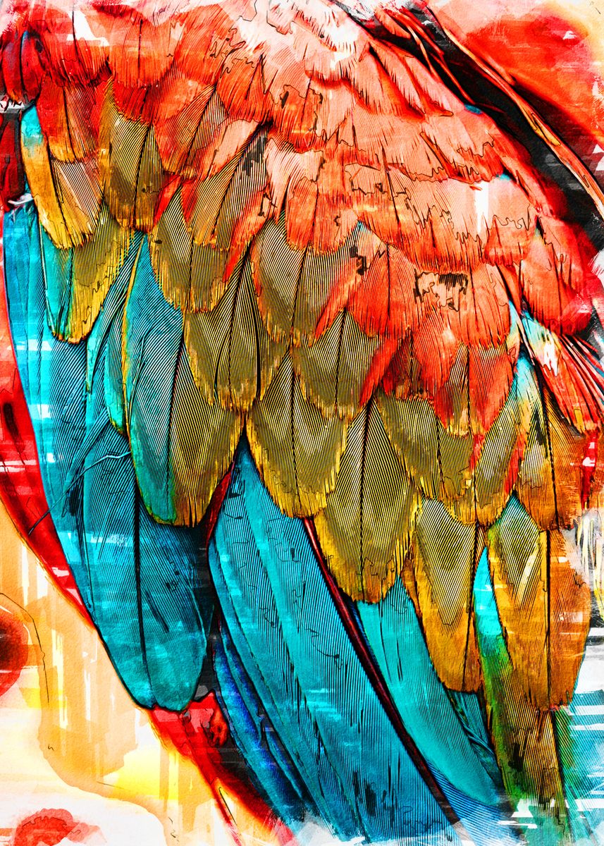 'Close Chromatic Feathers 3' Poster by Colortrix | Displate