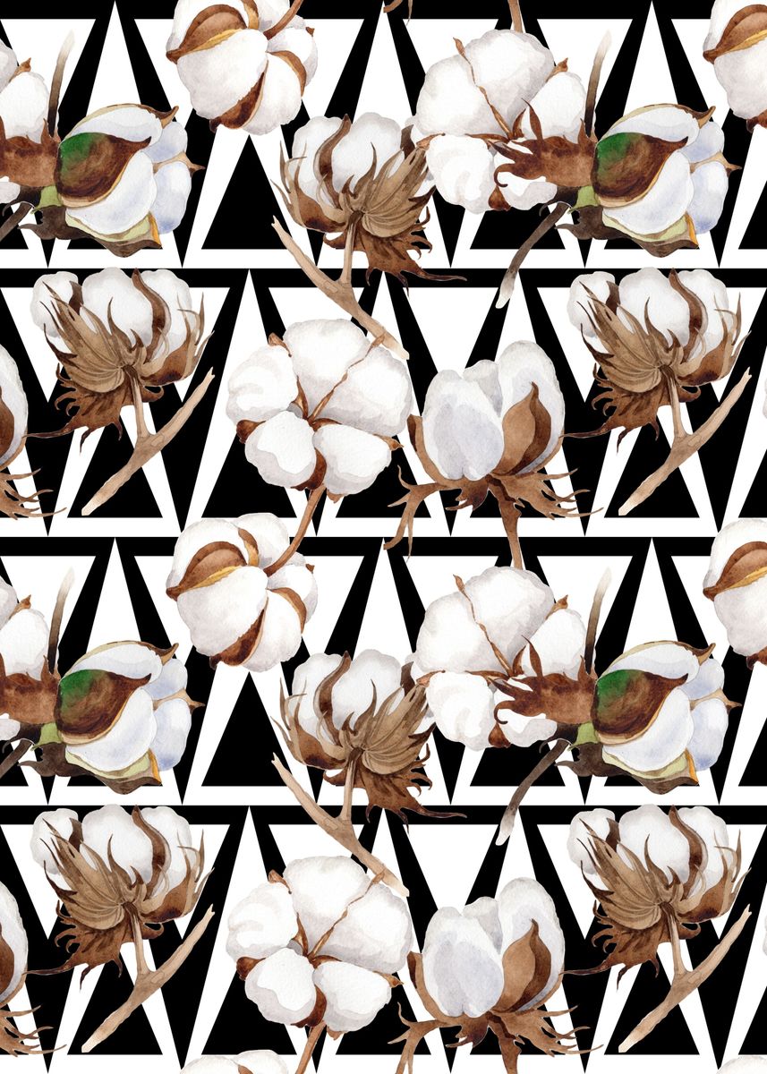 'Cotton Flower Pattern 12' Poster by Aloke Design | Displate