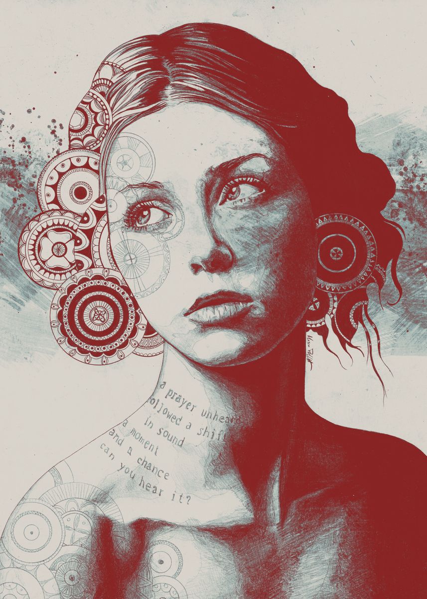 'Ayil Red Shadow' Poster, picture, metal print, paint by Marco Paludet ...