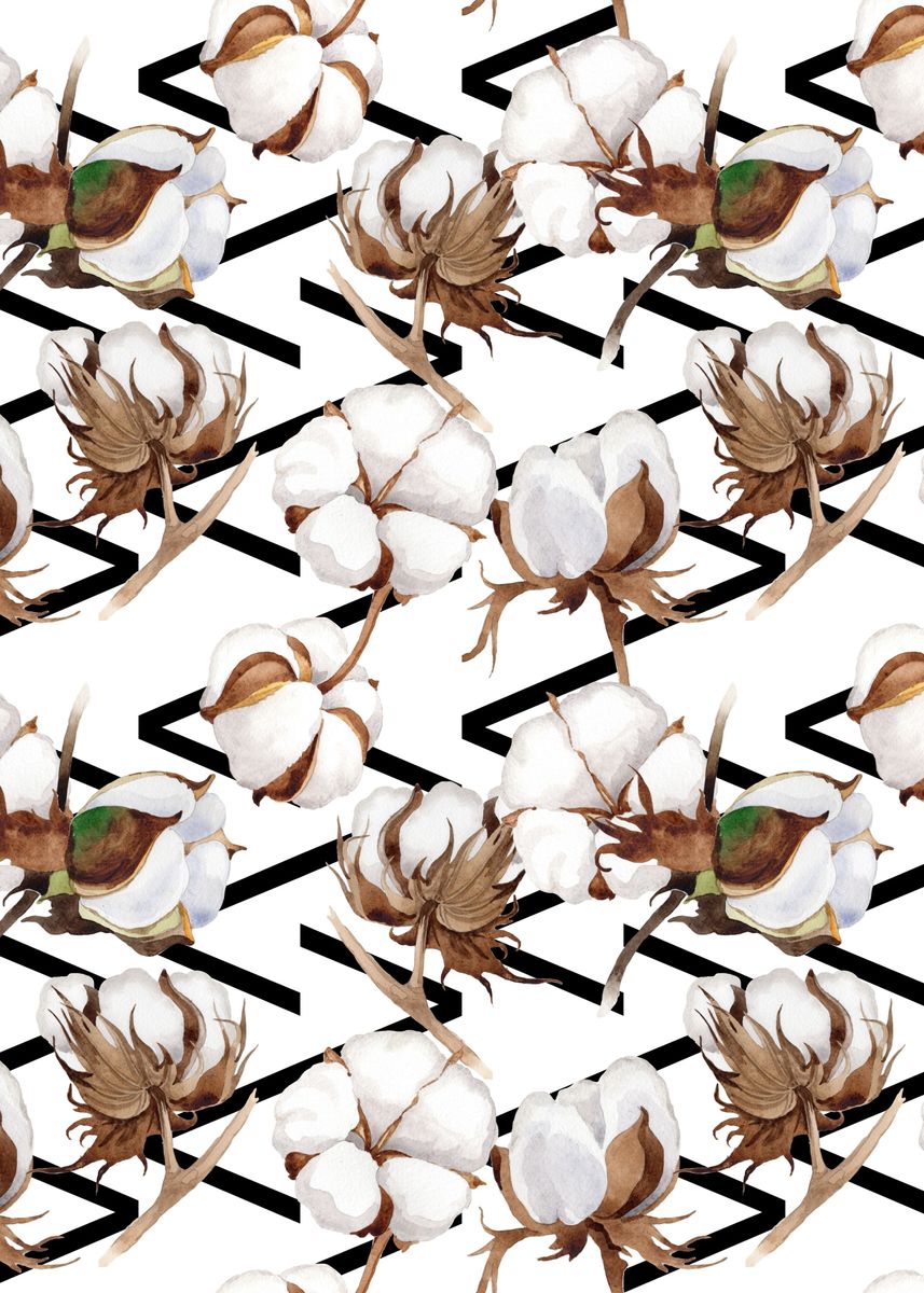 'Cotton Flower Pattern 16' Poster by Aloke Design | Displate