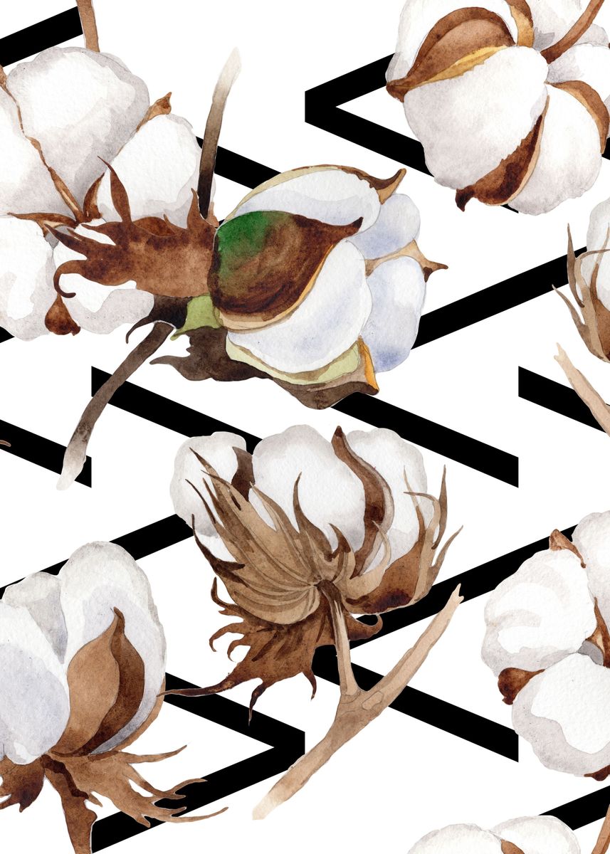 'Cotton Flower Pattern 15' Poster, picture, metal print, paint by Aloke ...