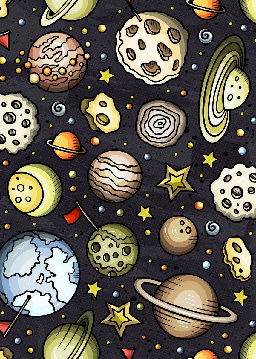 'Space Doodle Pattern 07' Poster by Aloke Design | Displate