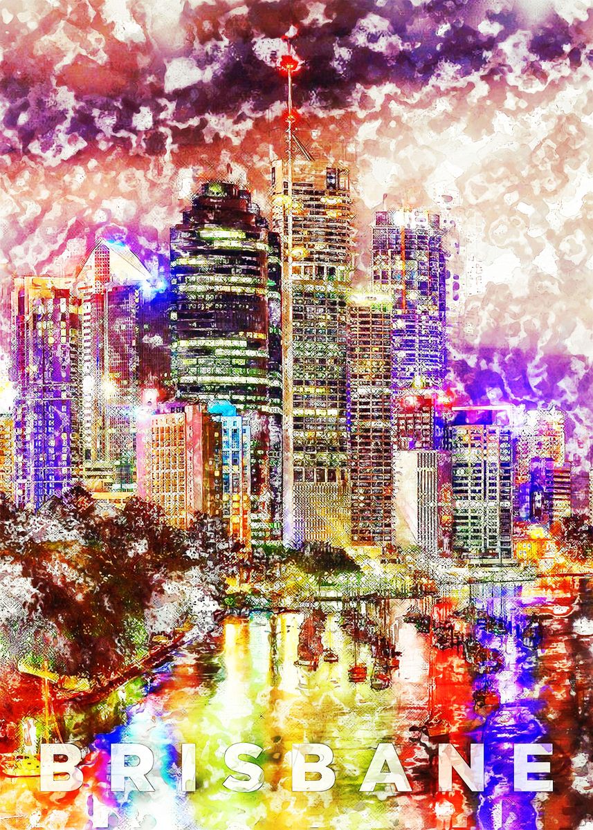 'Brisbane' Poster, picture, metal print, paint by Kunyah | Displate
