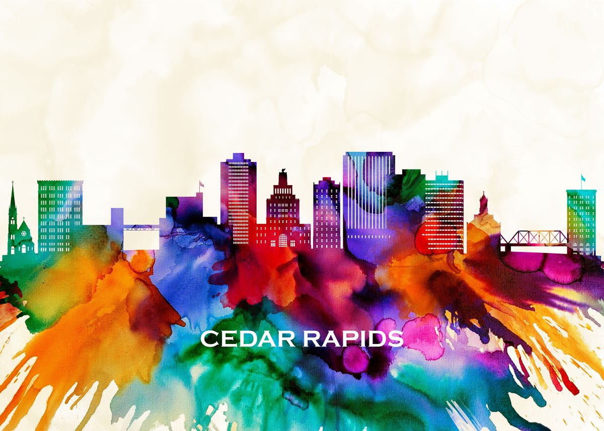 'Cedar Rapids Skyline' Poster by Towseef Dar | Displate