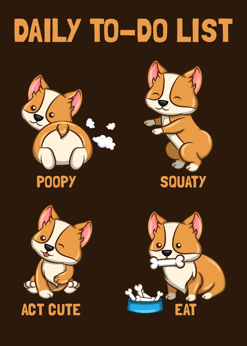 'Dogs To Do List' Poster, picture, metal print, paint by Weilichesmag ...