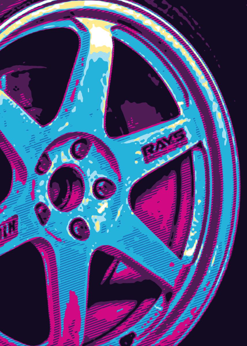 'WHEEL RACING CAR ' Poster, picture, metal print, paint by ZHAISHOKU ...