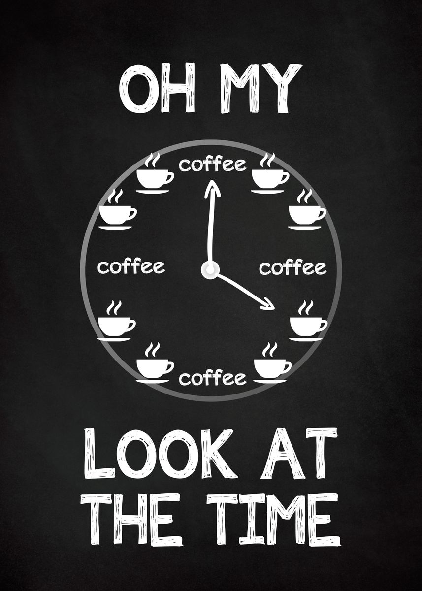 'Funny Kitchen Coffee Clock' Poster, picture, metal print, paint by ...