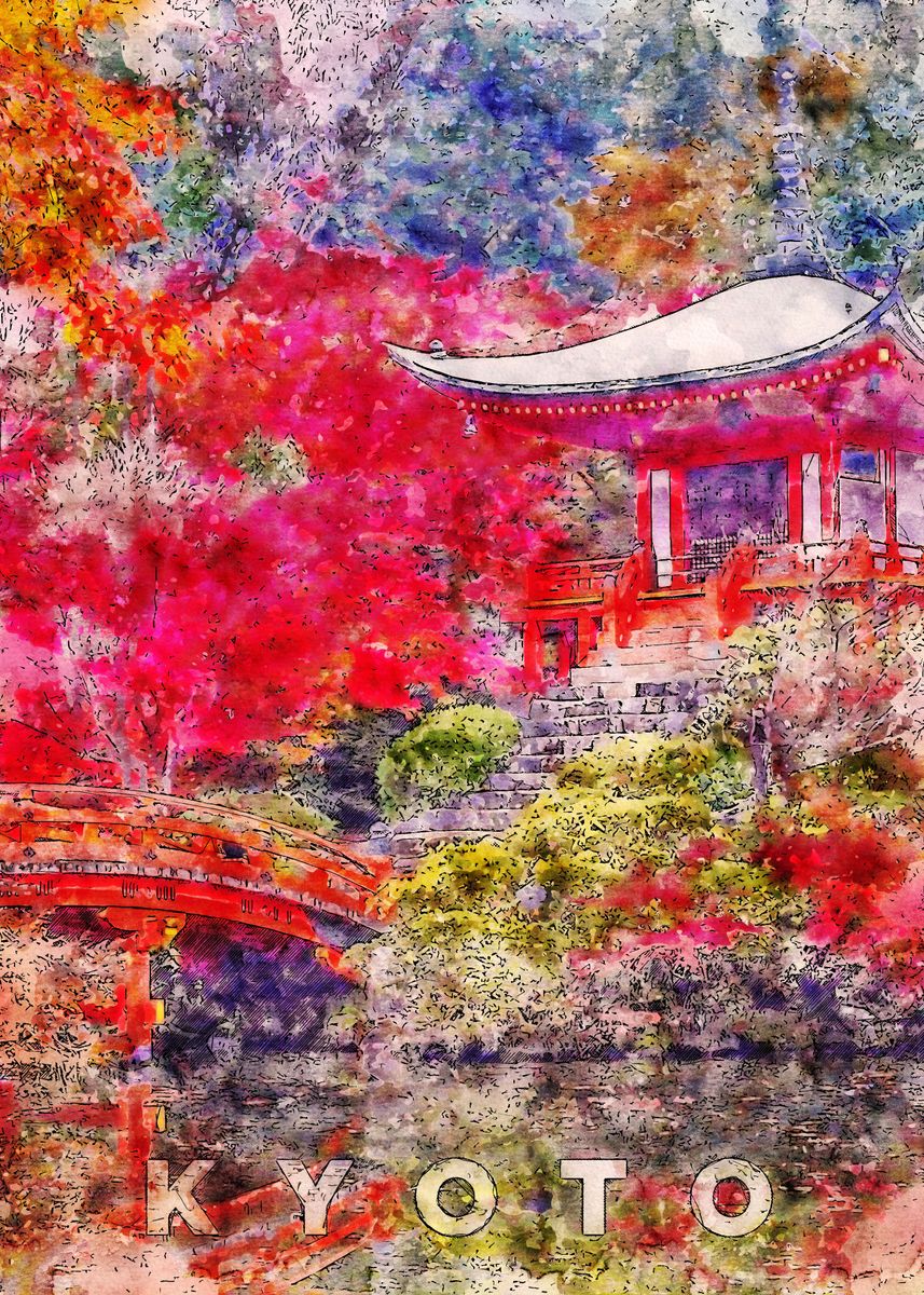 'Kyoto' Poster, picture, metal print, paint by Kunyah | Displate