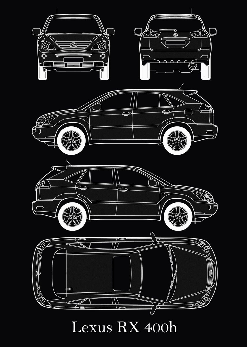 'Lexus RX 400h 2005 ' Poster, picture, metal print, paint by B & W Arts ...