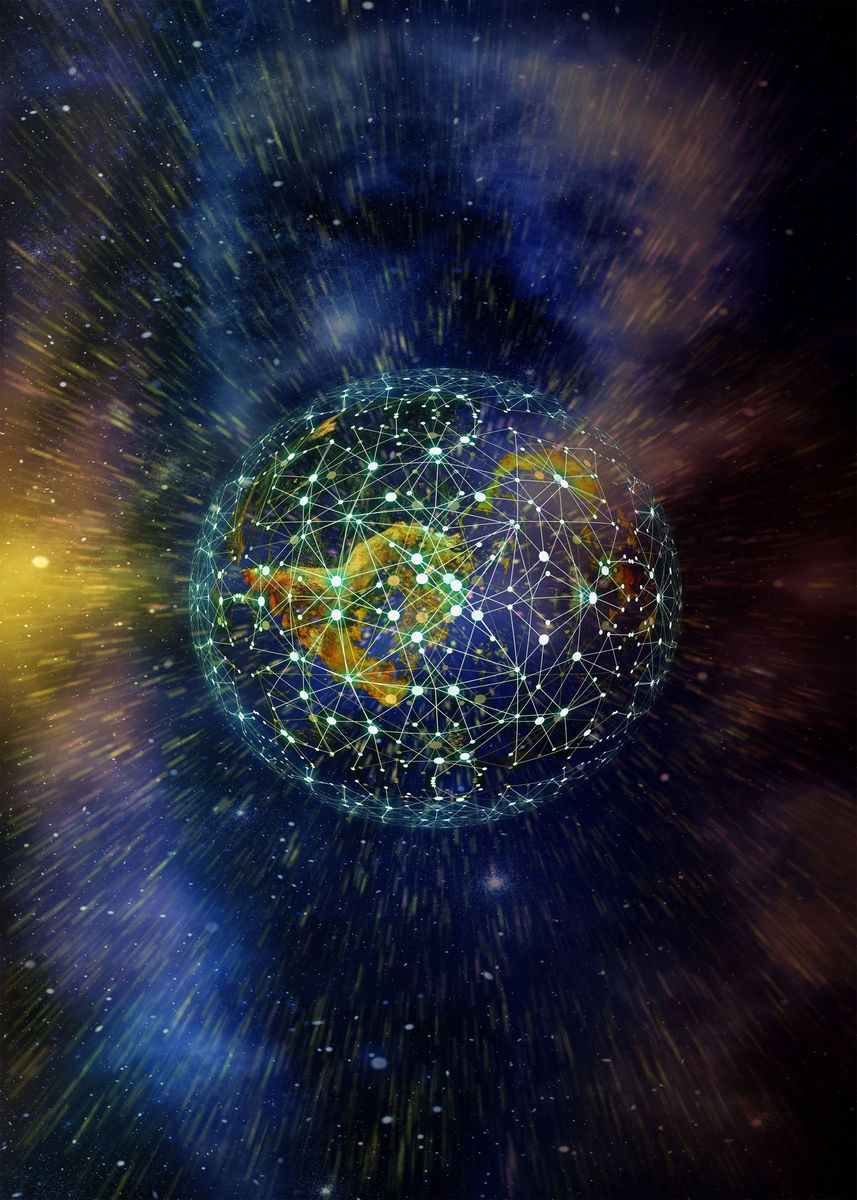 'Starlink Network Earth' Poster, picture, metal print, paint by Marco ...