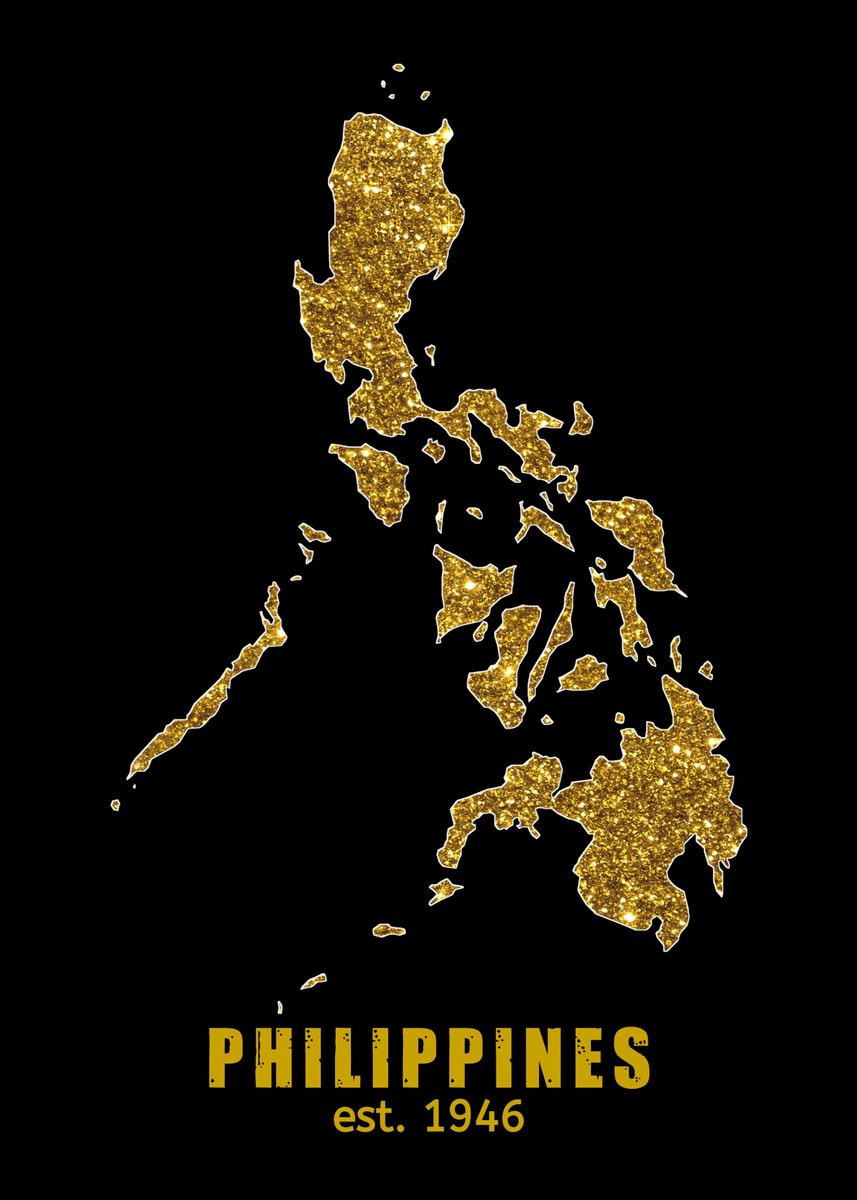 'Philippines Gold Map' Poster, picture, metal print, paint by Miracle ...