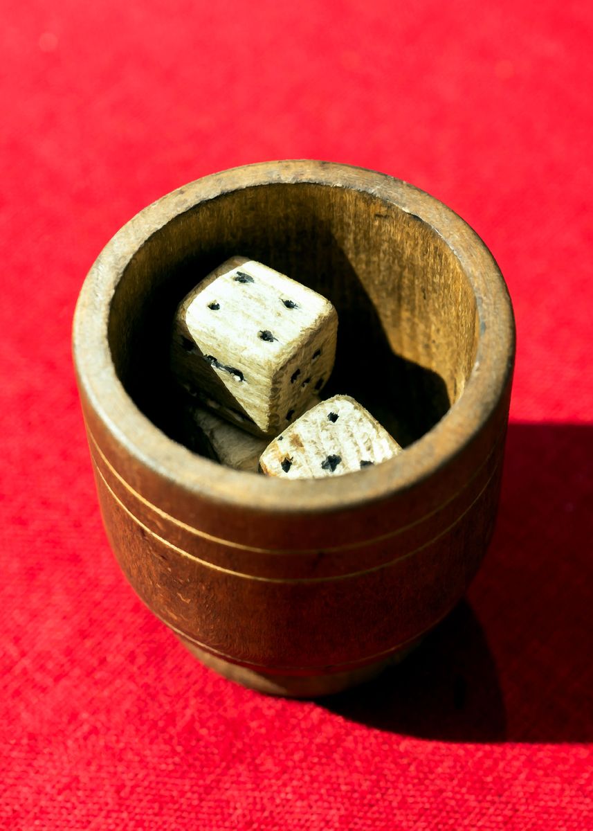 'Bowl Of Dices On Red Table' Poster, picture, metal print, paint by Art ...