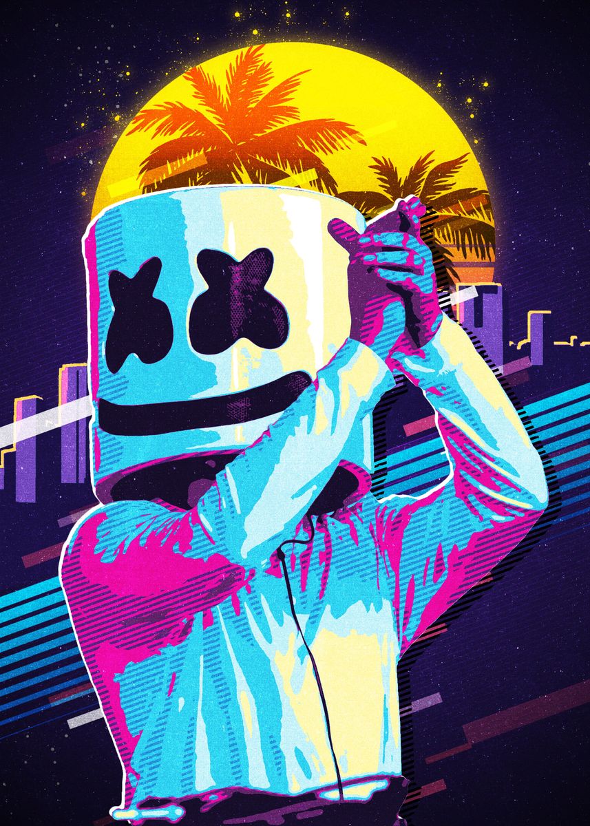 'Marshmello 80s ' Poster by NiceAndBetter studio | Displate