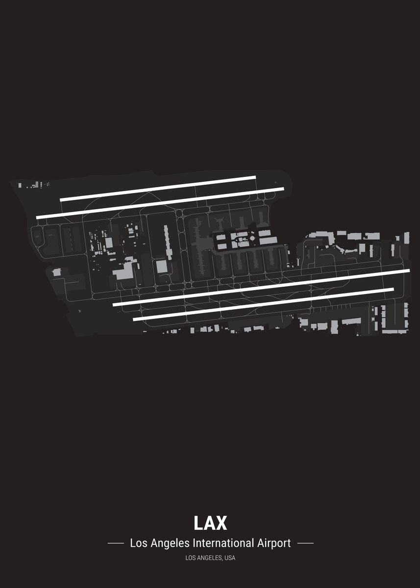 'Los Angeles Airport Map' Poster, picture, metal print, paint by ...