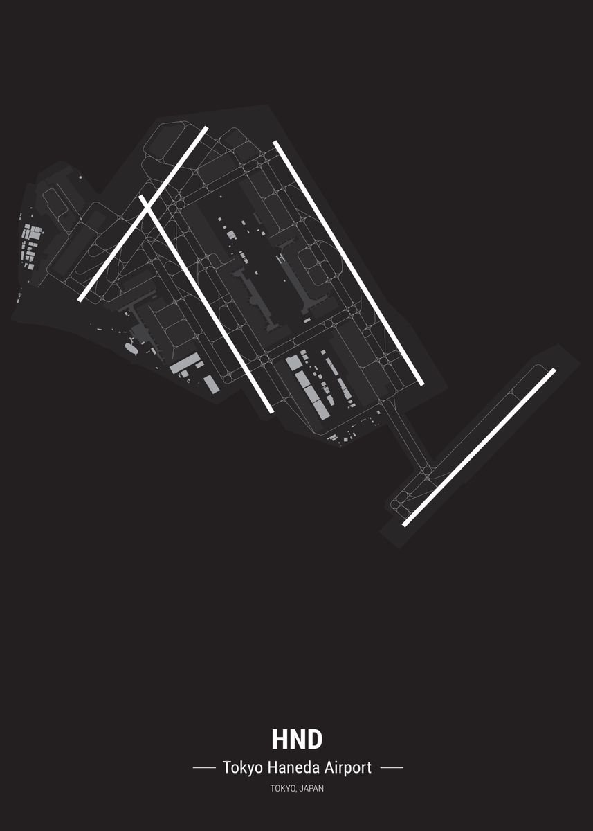 'Tokyo Airport Map' Poster, picture, metal print, paint by Conceptual ...