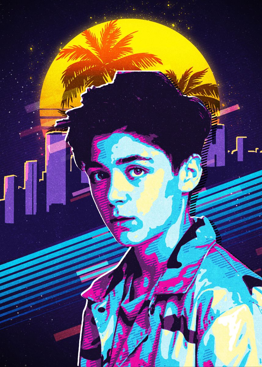 'Asher Angel retro 80s ' Poster, picture, metal print, paint by ...