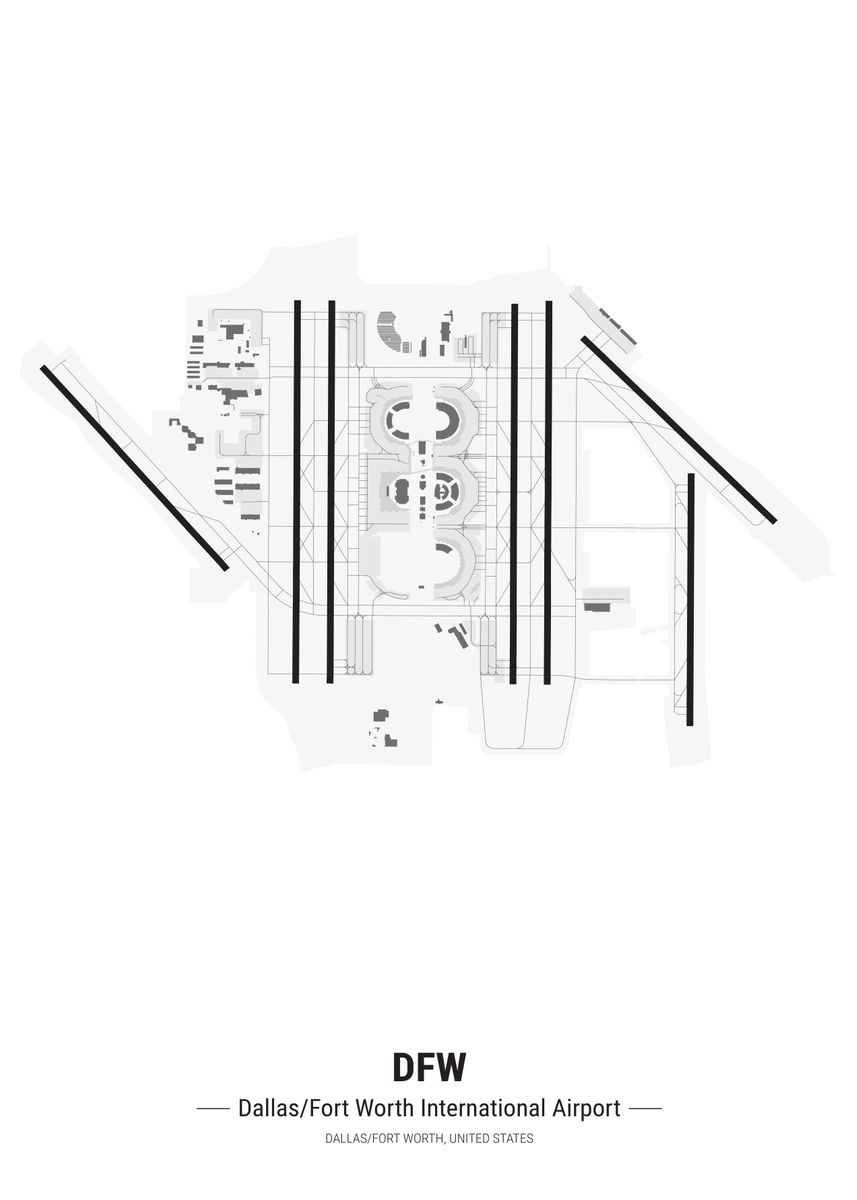 'Dallas Airport Map' Poster, picture, metal print, paint by Conceptual ...