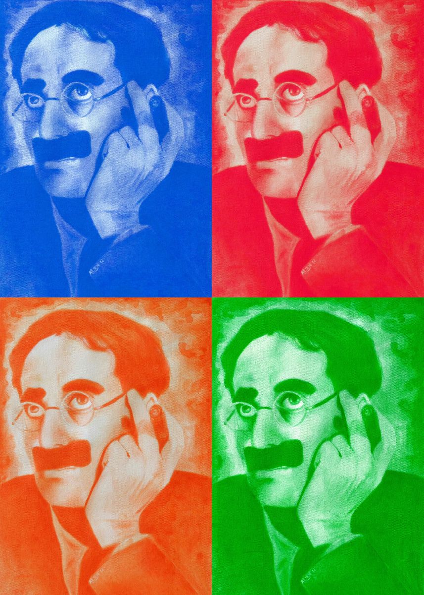 'Groucho Marx Four Colours' Poster, picture, metal print, paint by ...
