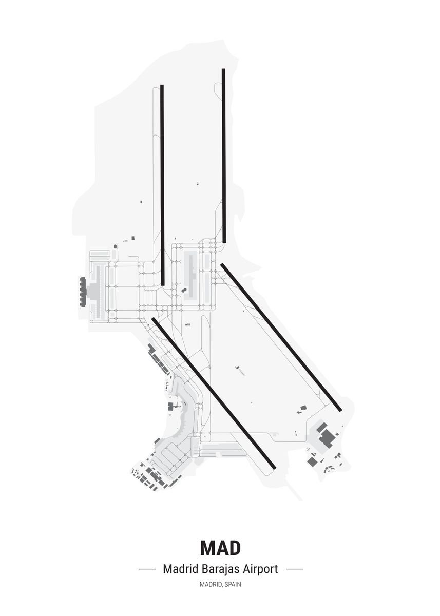 'Madrid Airport Map' Poster, picture, metal print, paint by Conceptual ...