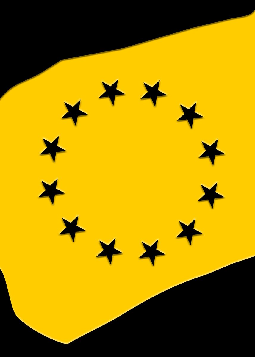 'Yellow European Union Flag' Poster, picture, metal print, paint by Art ...