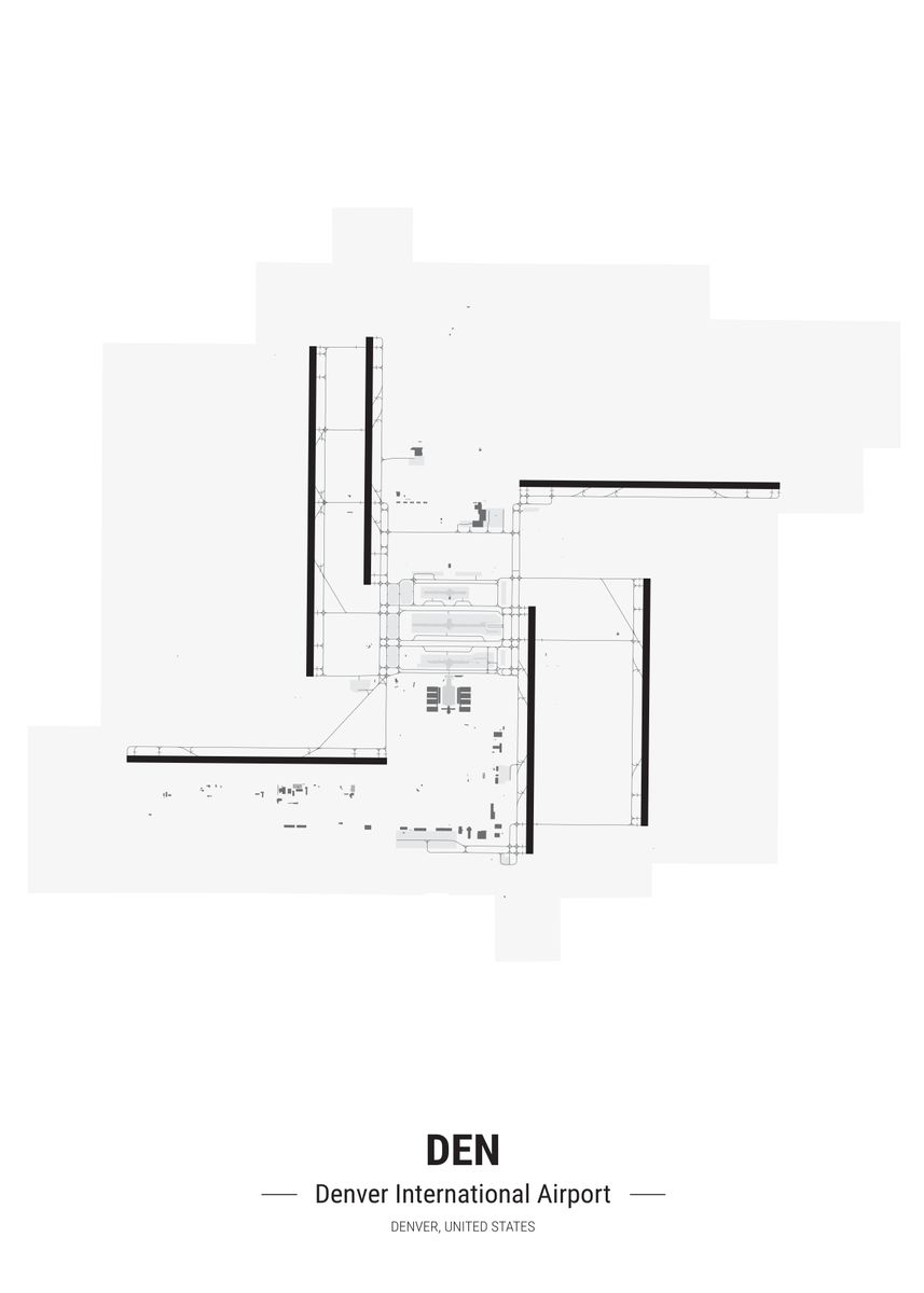 'Denver Airport Map' Poster, picture, metal print, paint by Conceptual ...