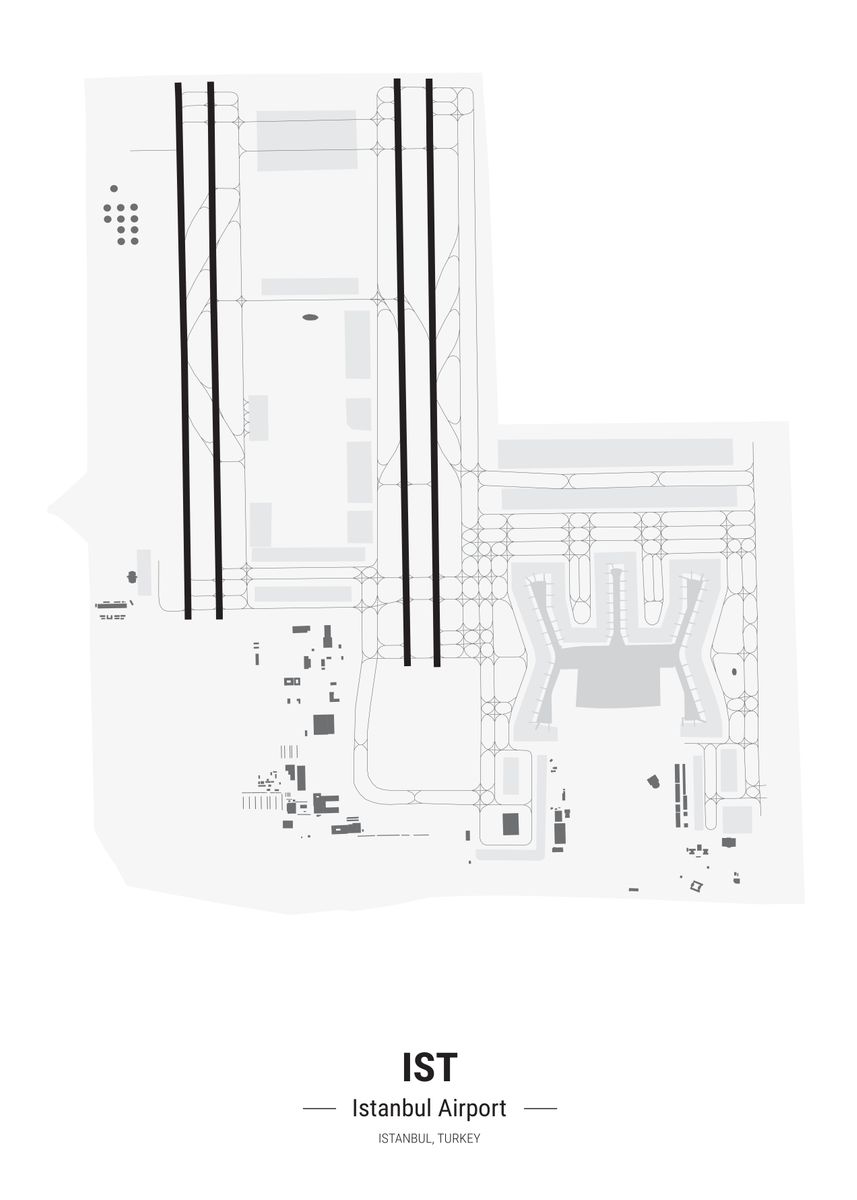 'Istanbul Airport Map' Poster, picture, metal print, paint by ...