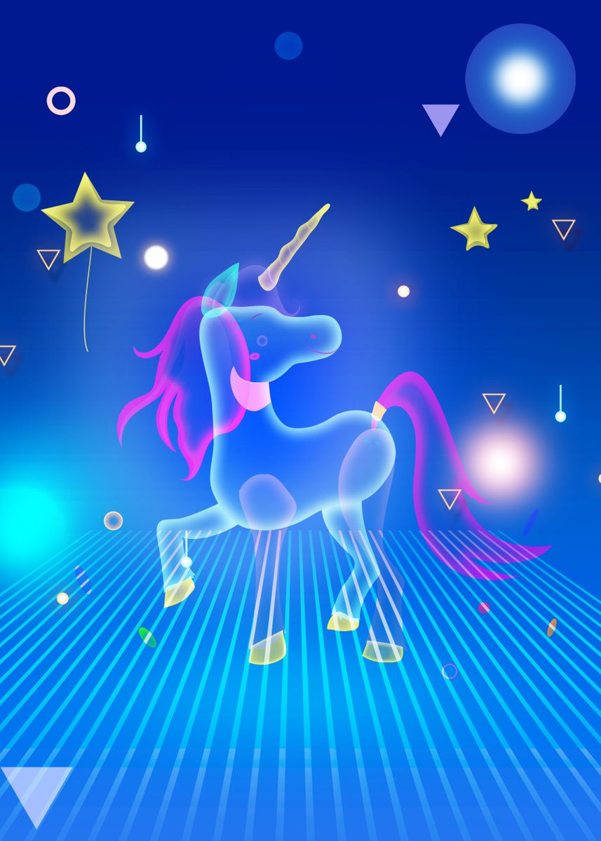 'Disco Neon Unicorn' Poster by Max Ronn | Displate