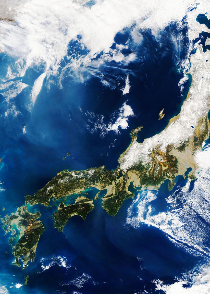 'Japan from space' Poster, picture, metal print, paint by tony4urban ...