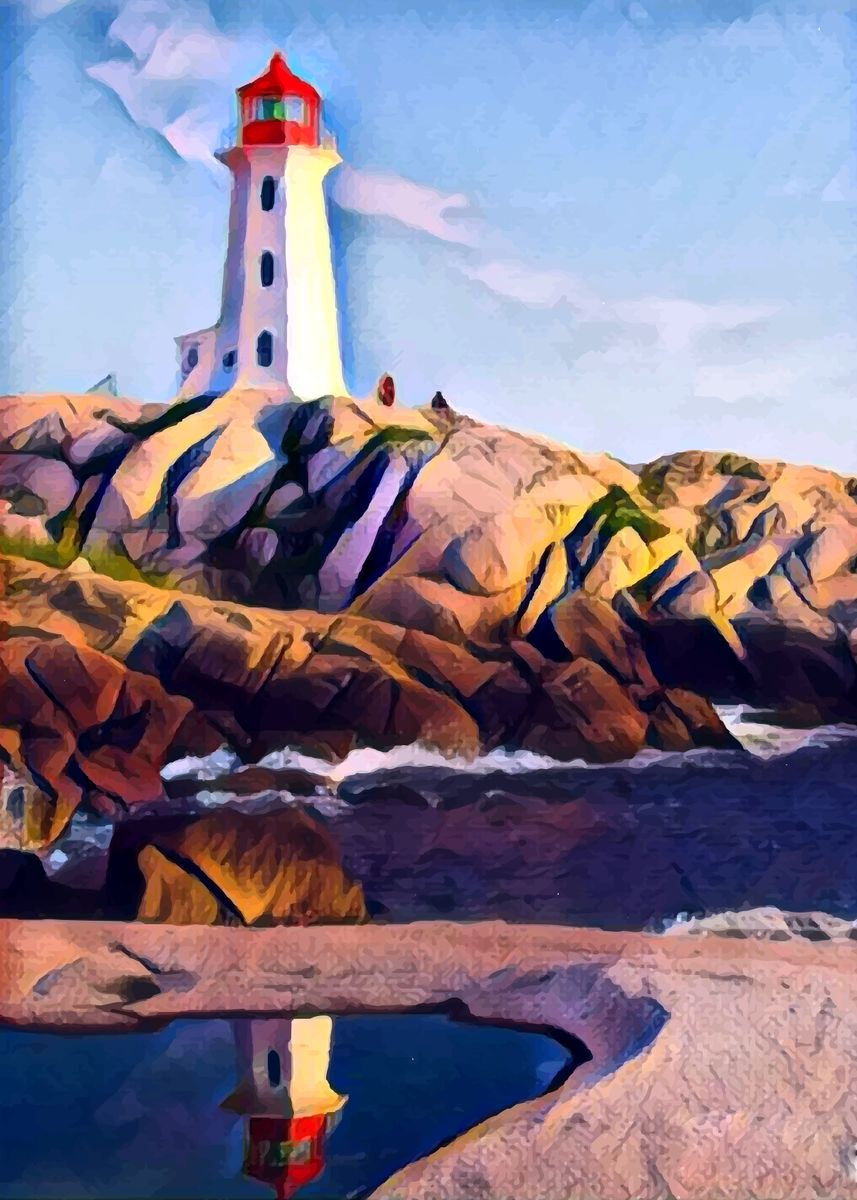 'The Lighthouse reflection' Poster, picture, metal print, paint by Rozi ...