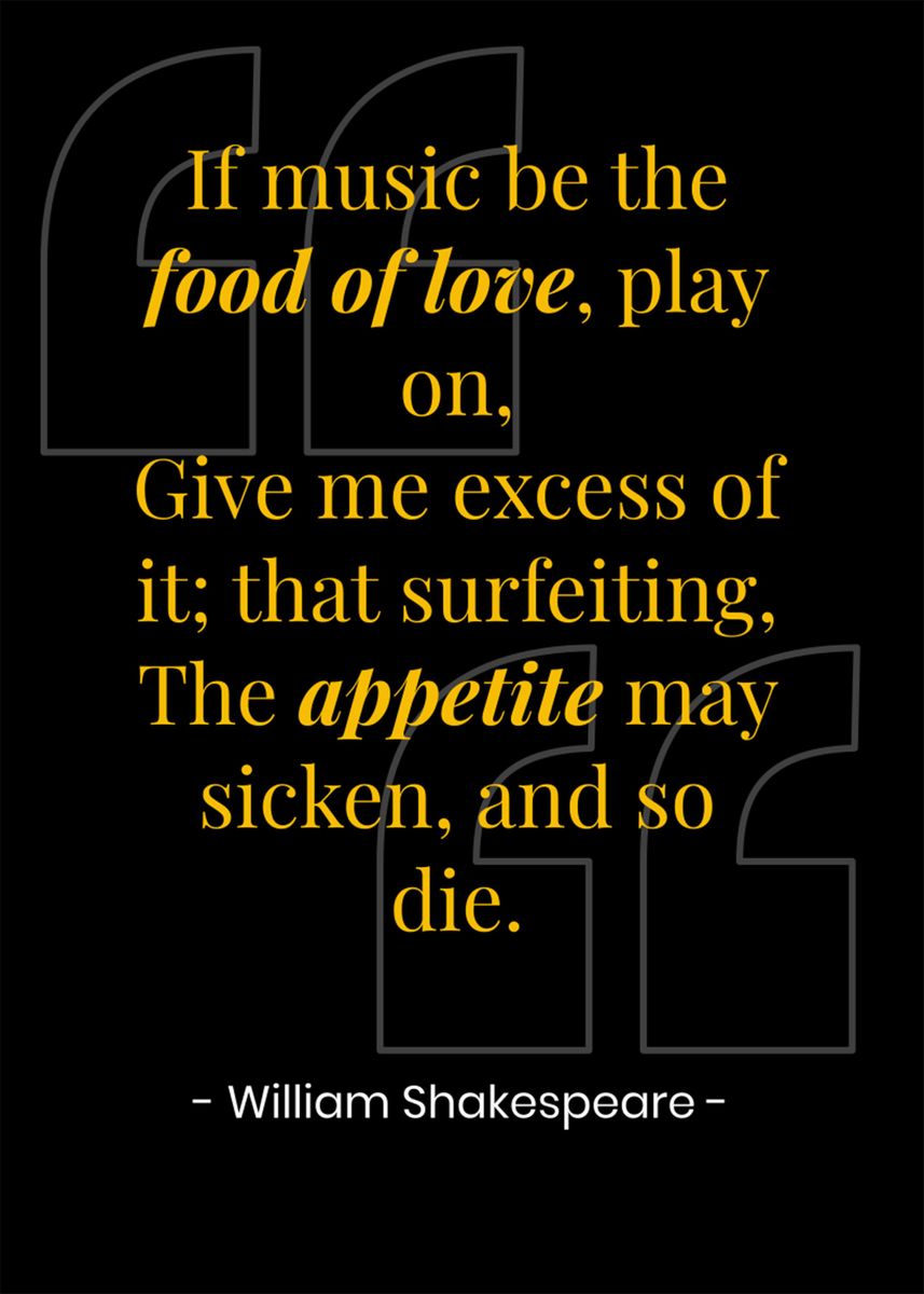 'Shakespeare Music Quotes' Poster, picture, metal print, paint by Robby ...