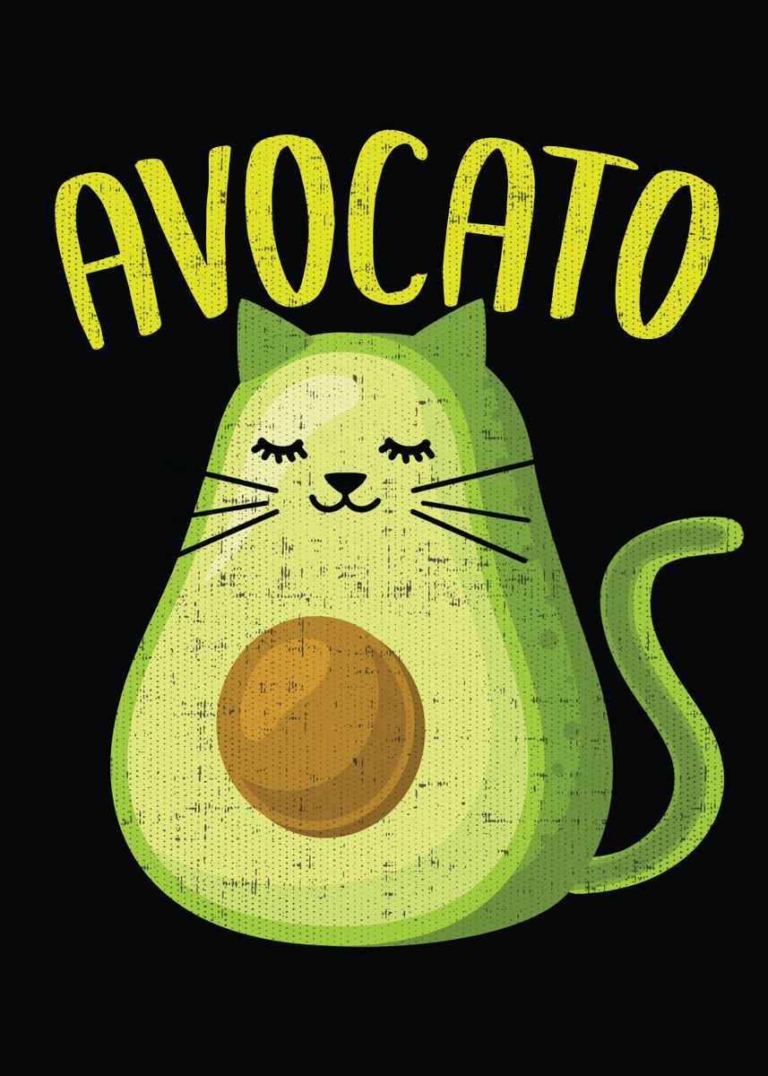 'Avocato Cat Avocado' Poster, picture, metal print, paint by CHAN ...