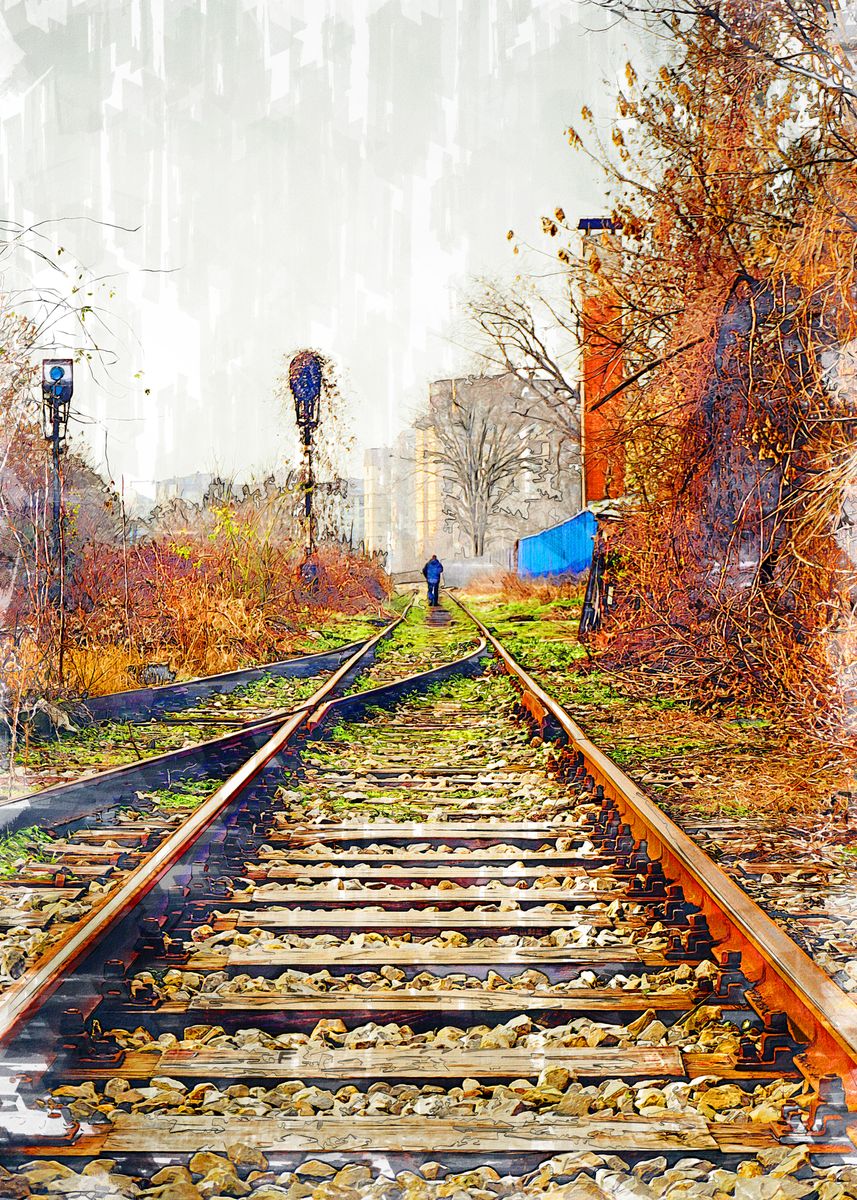 'Train Tracks Railway 3' Poster by Colortrix | Displate