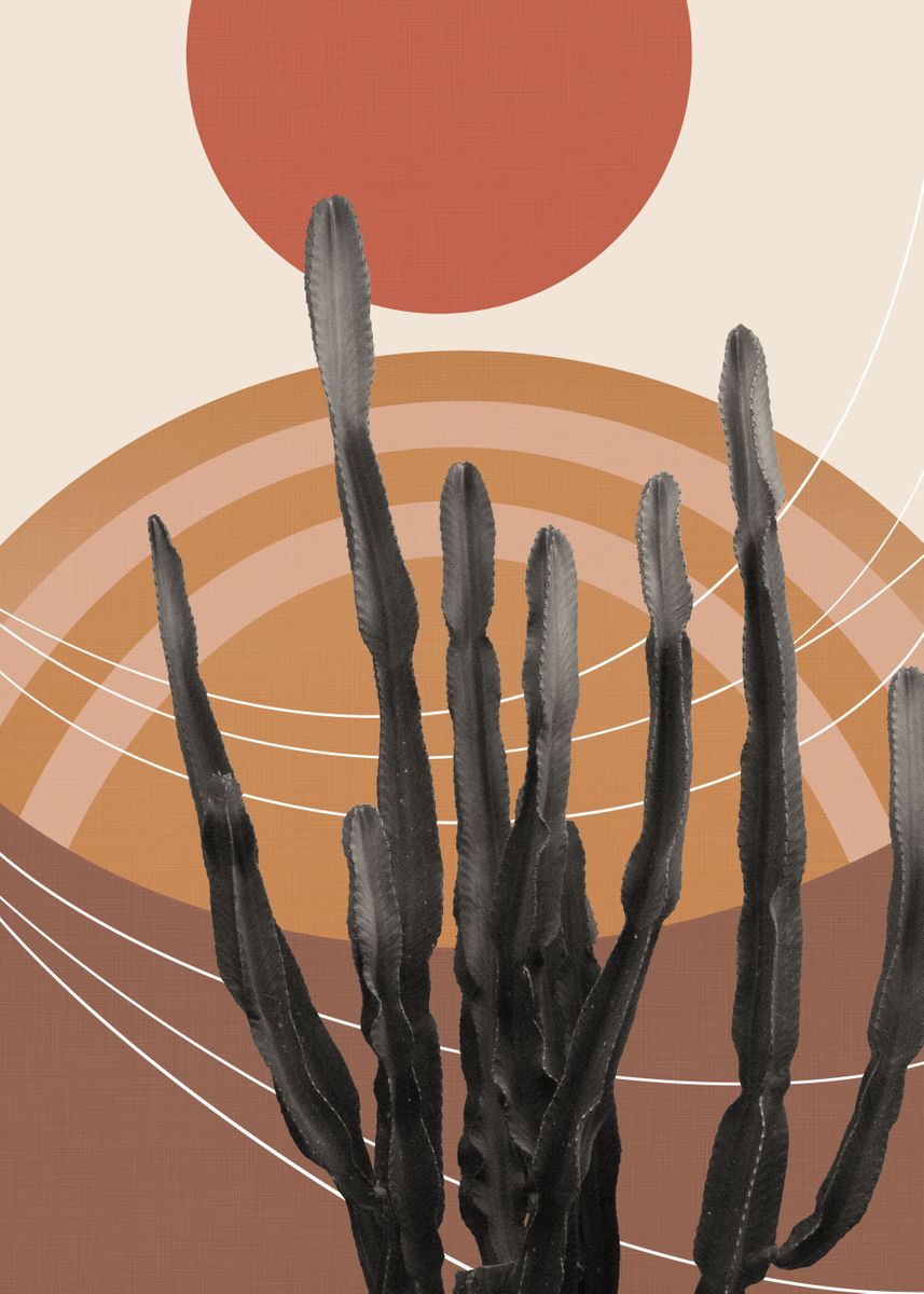 'Cactus in the Desert 1 ' Poster, picture, metal print, paint by Anita ...