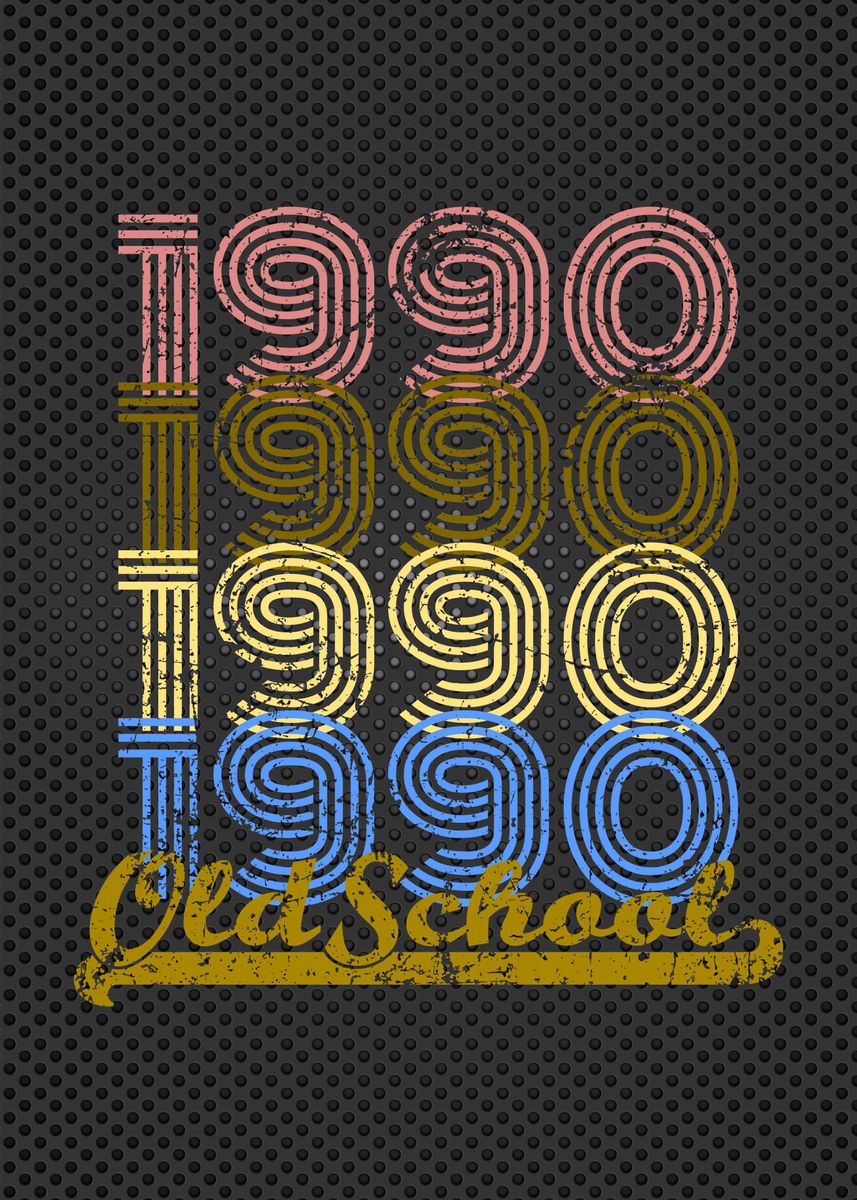 'Cool Old School 1990 Gift' Poster, picture, metal print, paint by ...