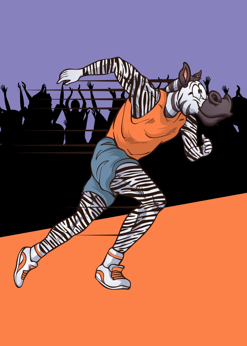 'Zebra Running Sport' Poster, picture, metal print, paint by Saphira ...
