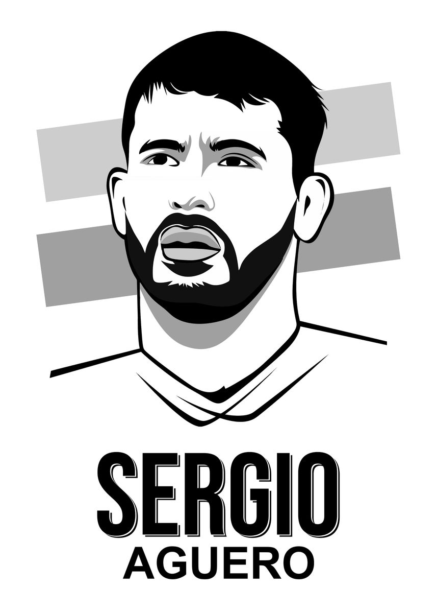 'Sergio Aguero Footballer' Poster, picture, metal print, paint by ...