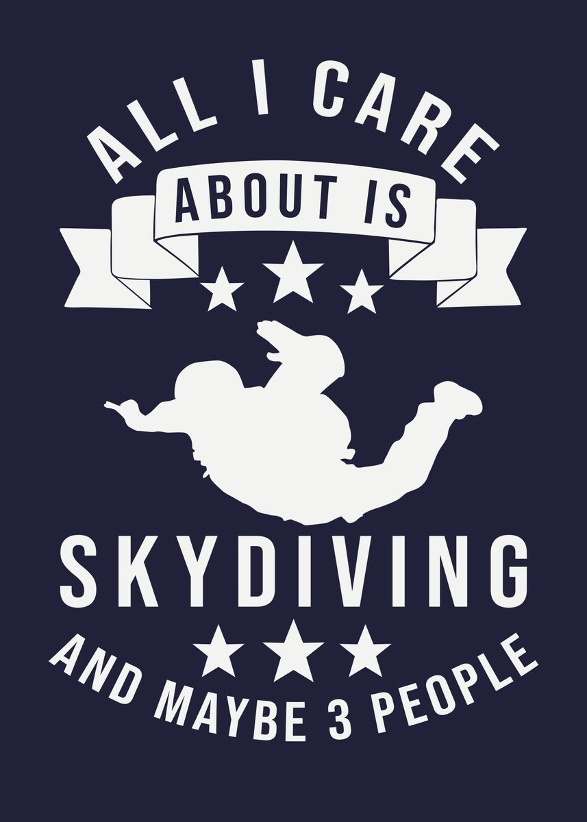 'Skydiving And 3 People' Poster, picture, metal print, paint by ...