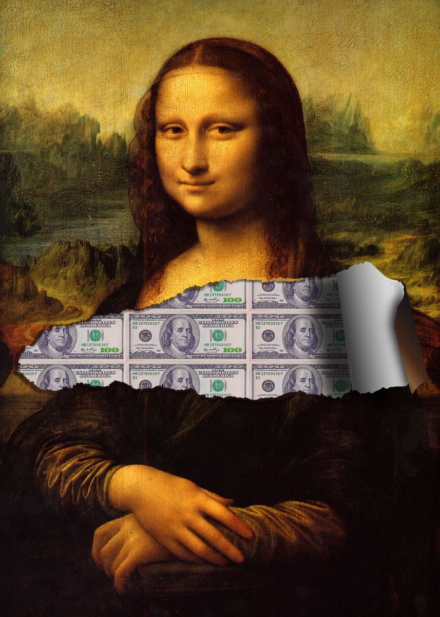 'Money Lisa' Poster, picture, metal print, paint by Conceptual ...