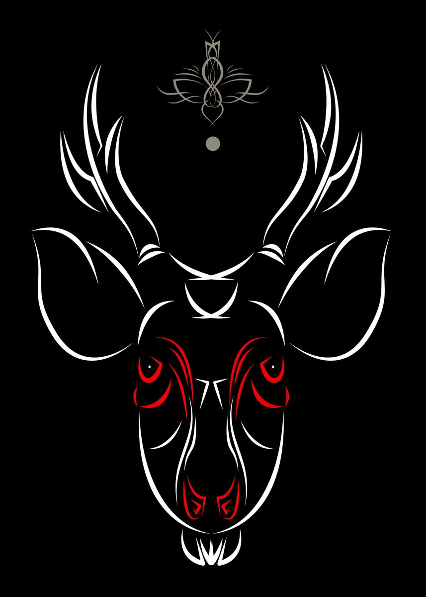 'Deer Pinstripe' Poster, picture, metal print, paint by Poster Parlor ...