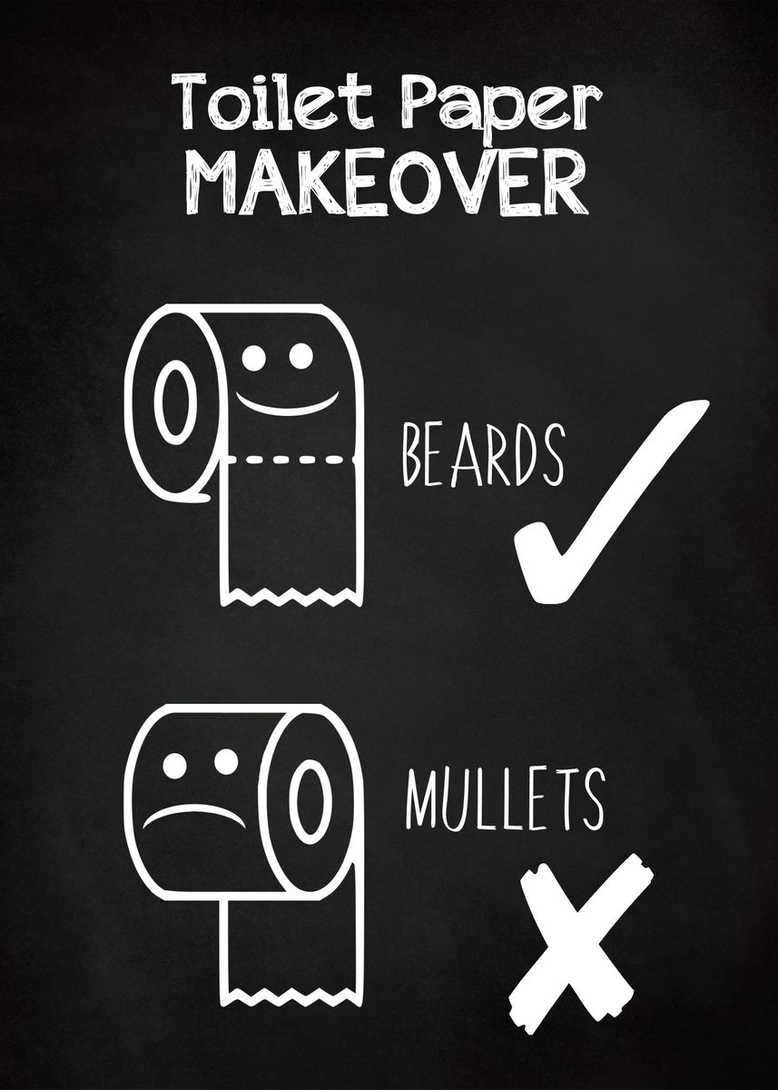 'Chalkboard Beard Mullet' Poster, picture, metal print, paint by Atomic ...