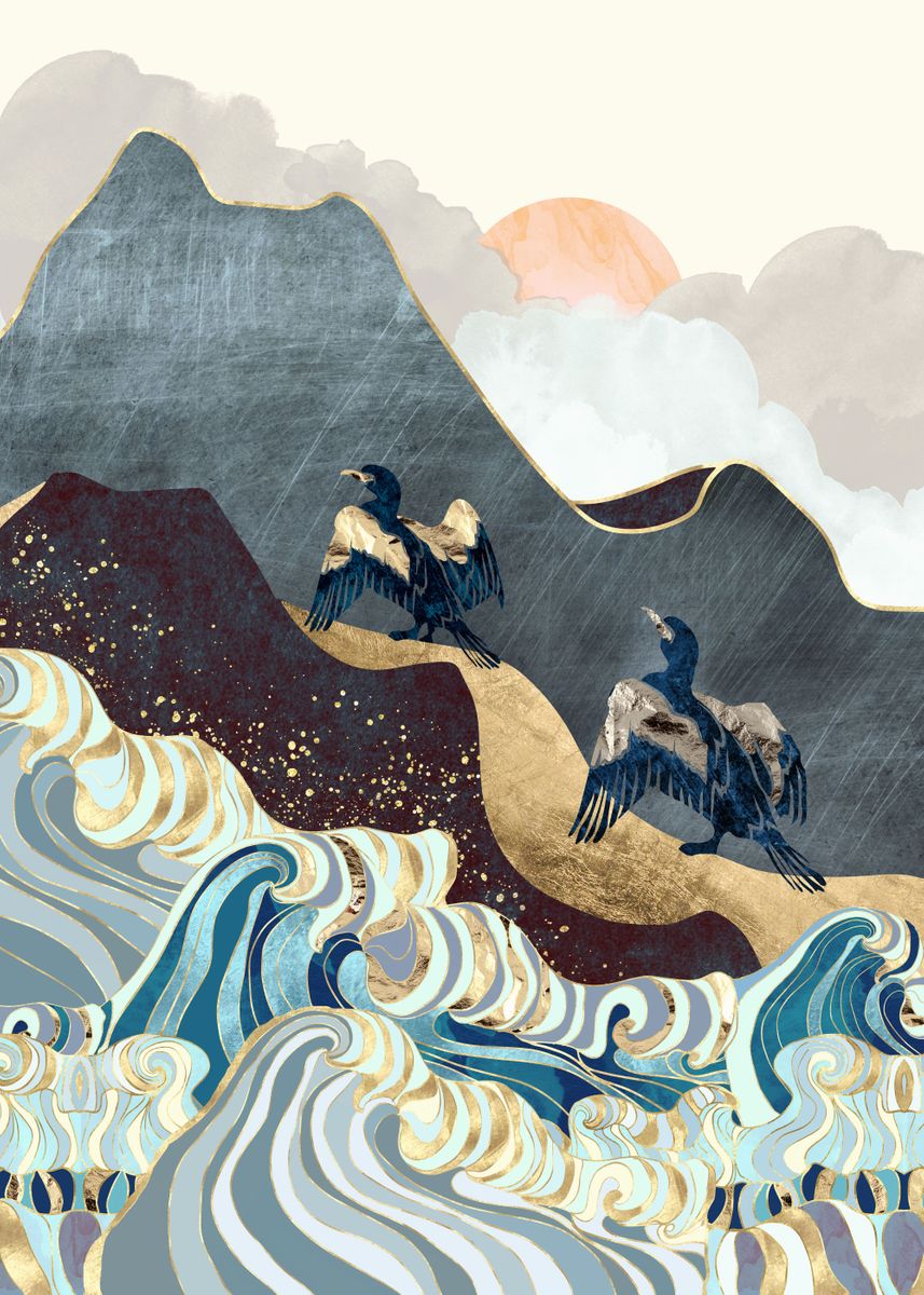 'Metallic Waves' Poster, picture, metal print, paint by SpaceFrog ...