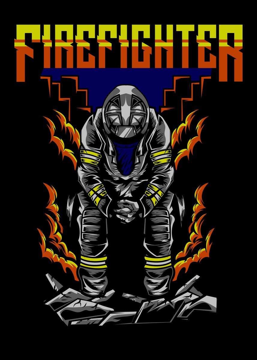 'Firefighter' Poster, picture, metal print, paint by Iqbal harris ...