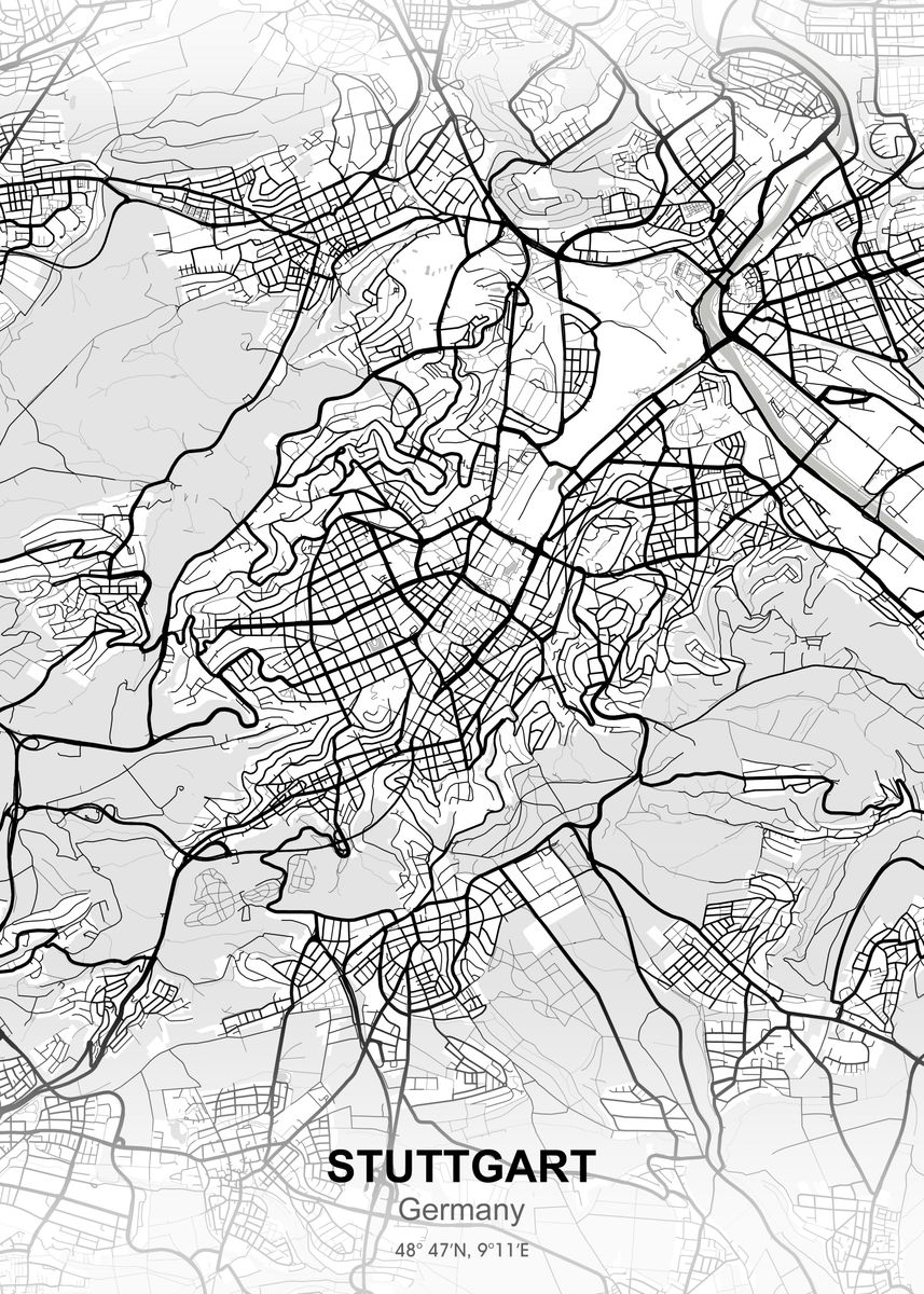 'stuttgart city map white' Poster by Project X | Displate