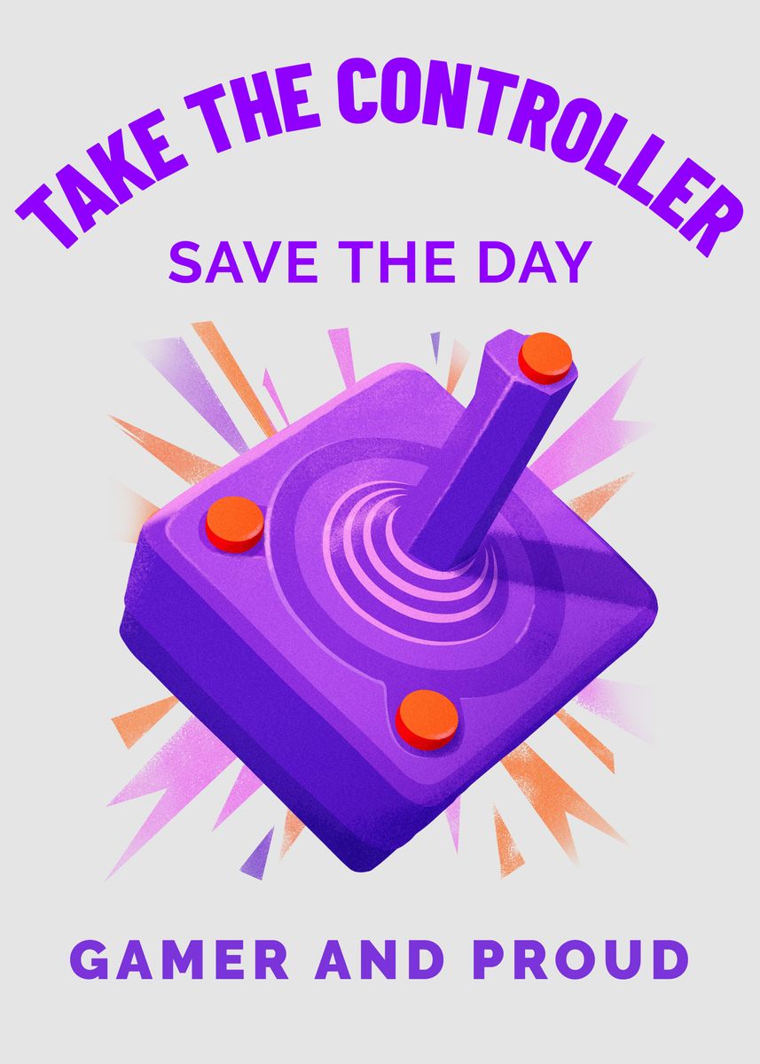 'Retro Gamer with Joystick' Poster, picture, metal print, paint by Max ...