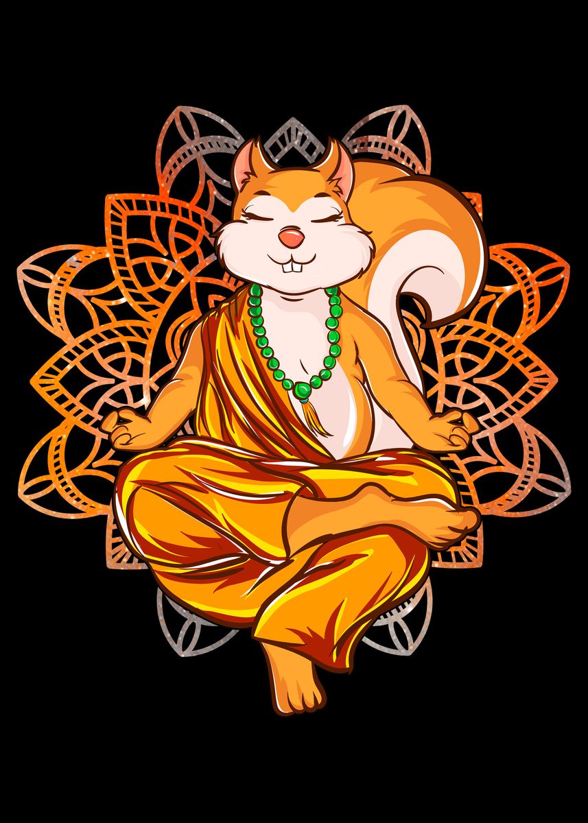 'Squirrel Yoga Meditation' Poster by SlinArt | Displate