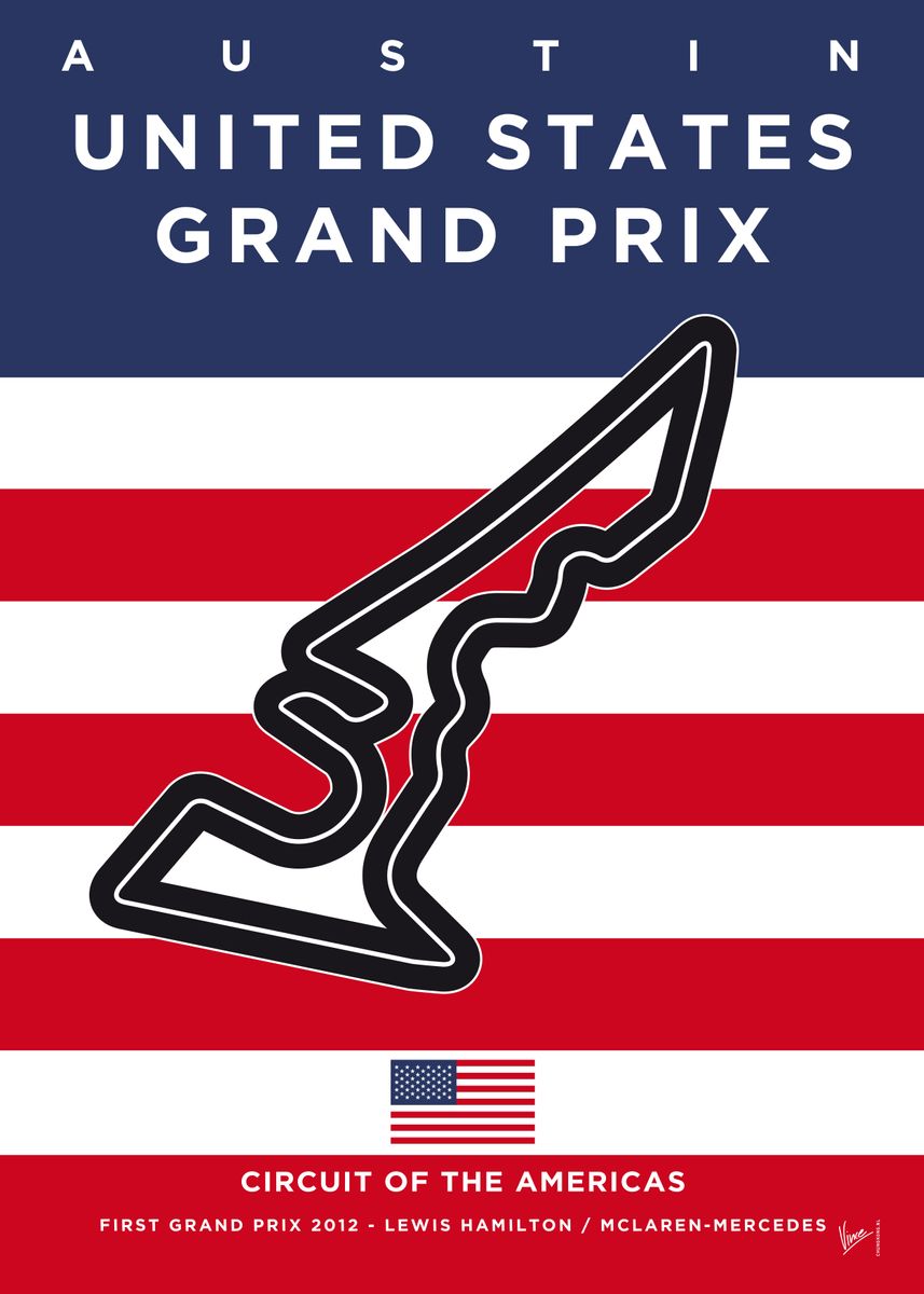 'My F1 AUSTIN Race Track' Poster, picture, metal print, paint by ...
