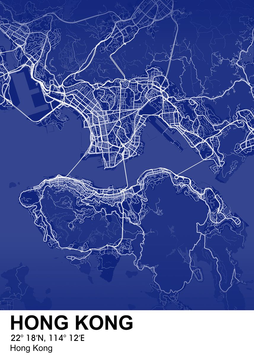 'hong kong color city map' Poster, picture, metal print, paint by ...