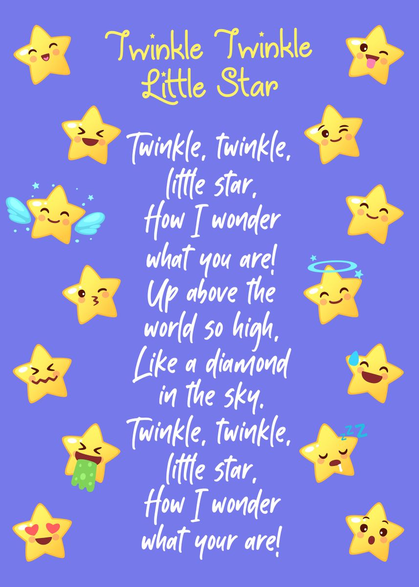 'Kids Nursery Rhyme Star' Poster, picture, metal print, paint by Team ...