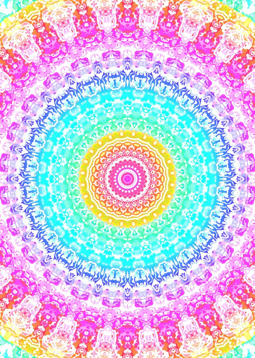'Rainbow Hippie Mandala' Poster by Kaleiope Studio | Displate